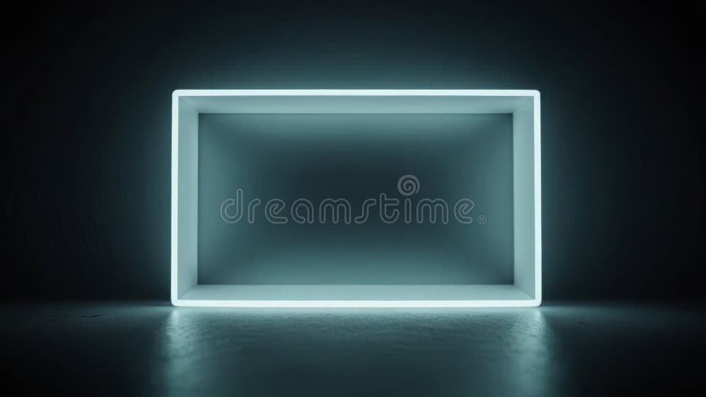 Glowing Rectangular Frame in Dark Space, Evoking Modern Elegance and ...