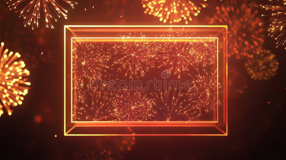 A Glowing Rectangular Frame with Intricate Firework Patterns for Stock ...