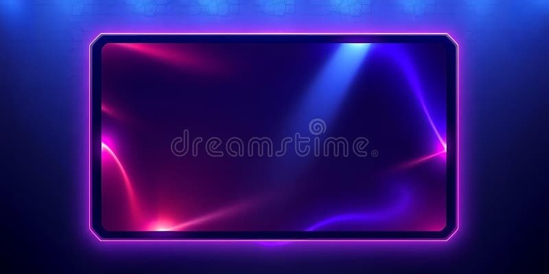 A Glowing Rectangular Frame with Rounded Corners Surrounded by Blue and ...