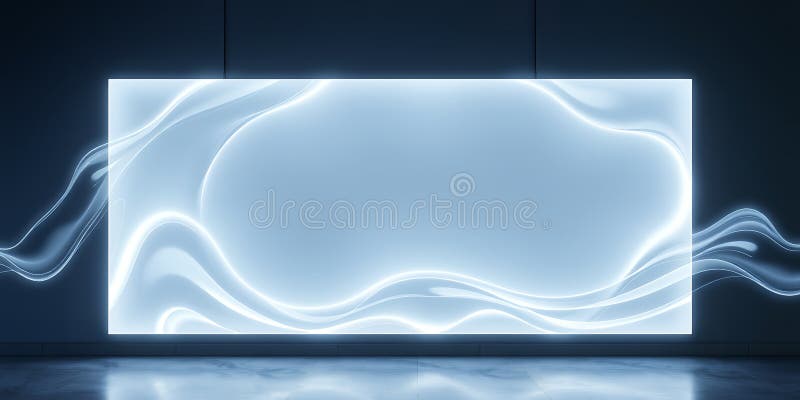 A Glowing Rectangular Frame with Wavy Patterns on a Dark Background ...