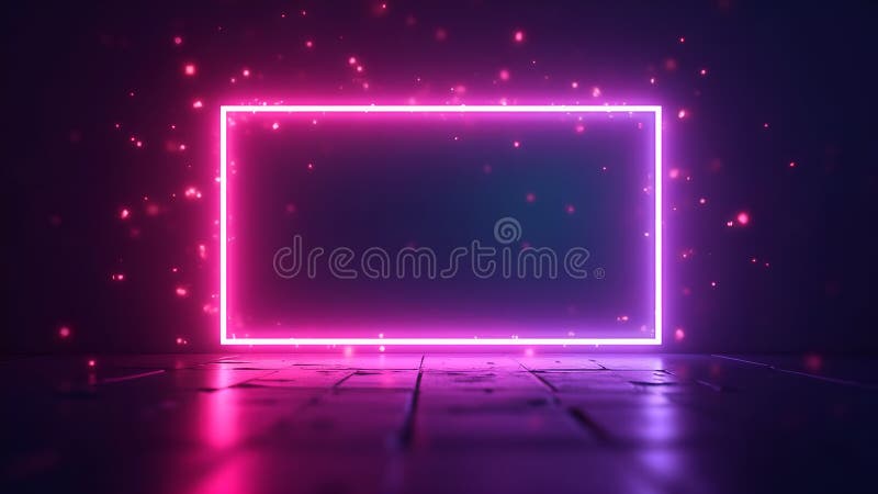 Glowing Rectangular Portal with Particle Effects Stock Illustration ...