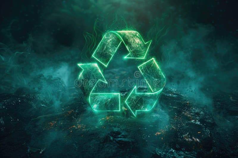 Glowing Recycling Icon: Eco Concept for World Recycling Day. Stock ...