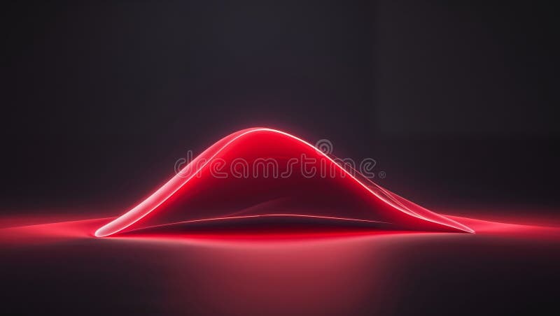 Glowing Red Abstract Shape with Light Reflections and Dark Background ...