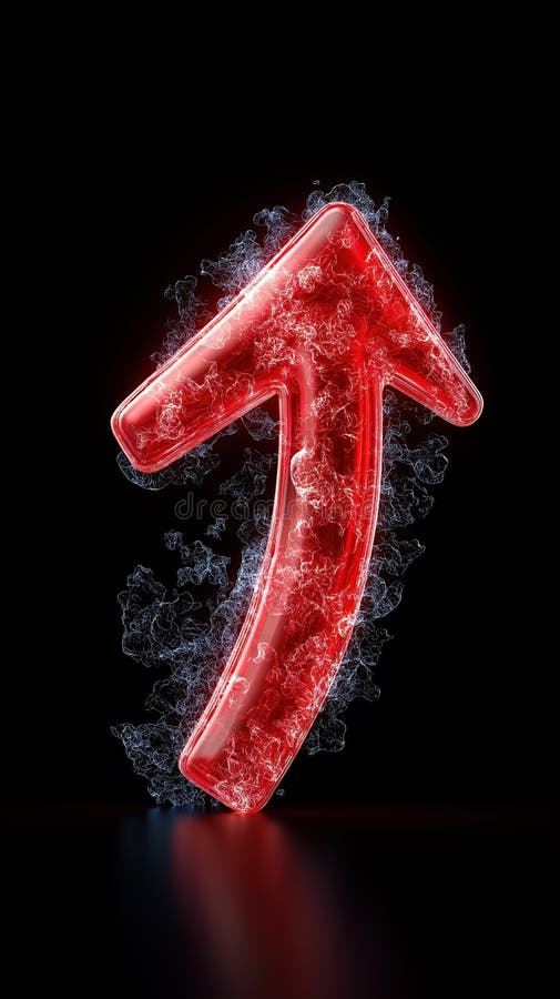 Glowing Red Arrow with Smoke Effect on Black Background Stock ...