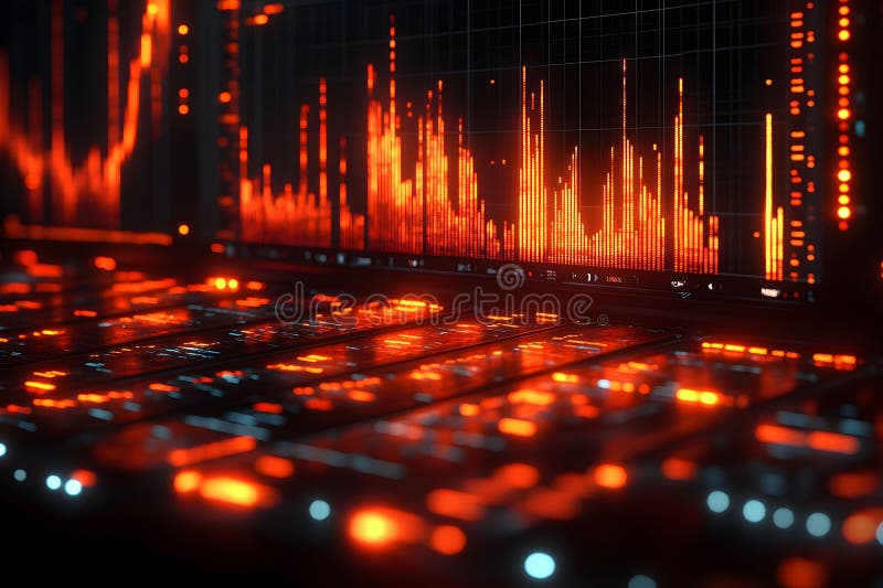 Digital Data Visualization with Futuristic Red Bar Graph for Technology ...