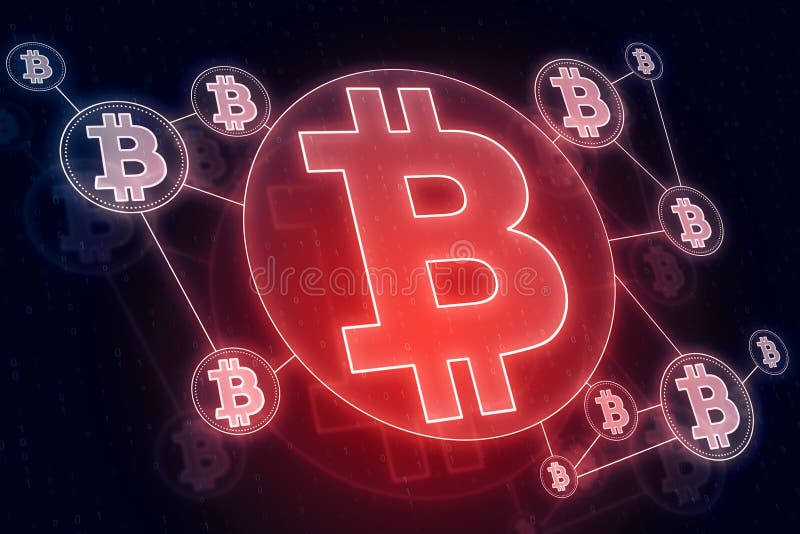 Glowing Red Bitcoin Wallpaper Stock Illustration - Illustration of ...