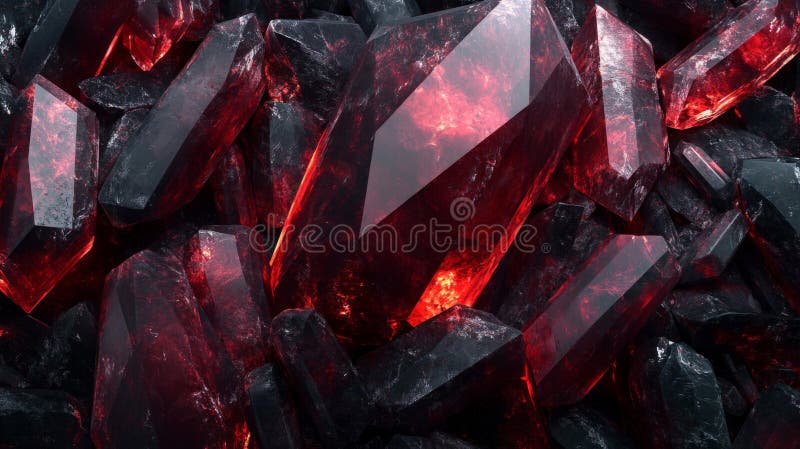 Glowing Red and Black Crystals Abstract Background Stock Illustration ...