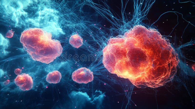 Glowing Red and Blue Cells Abstract Background Stock Illustration ...