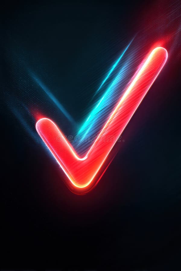 Glowing Red and Blue Check Mark Symbolizing Verification and Approval ...