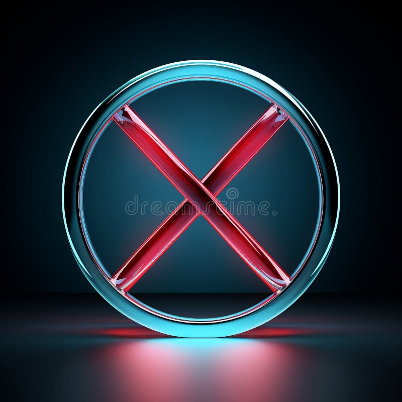 A Glowing Red and Blue Cross Sign on a Dark Background Stock ...