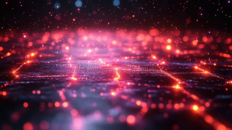 Glowing Red and Blue Digital Grid Showcasing Futuristic Technology ...