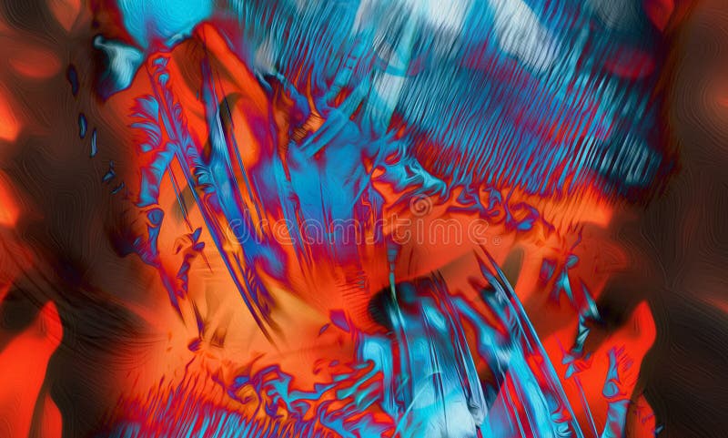 Glowing Red and Blue Fractal Art Texture with Rigid Vertical Lines ...