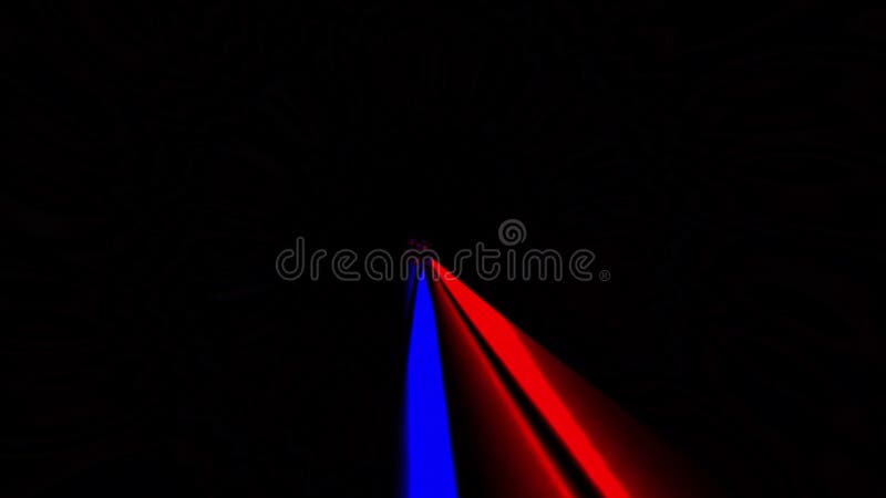Glowing Red and Blue Line Light Rays Rotating on Black Background. Loop ...