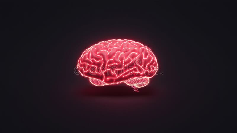 A Glowing Red Brain on a Black Background. Stock Image - Image of brain ...