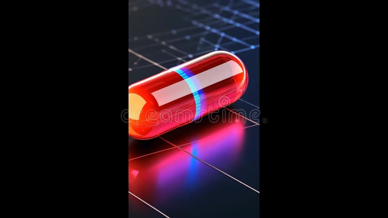 Glowing Red Capsule on Abstract Technology Background Stock Video ...