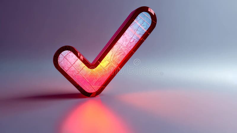 Glowing Red Check Mark Illuminated by Colorful Light Stock Video ...