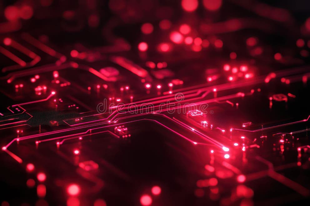 Glowing Red Circuitry Abstract Background Modern Tech Stock Image ...
