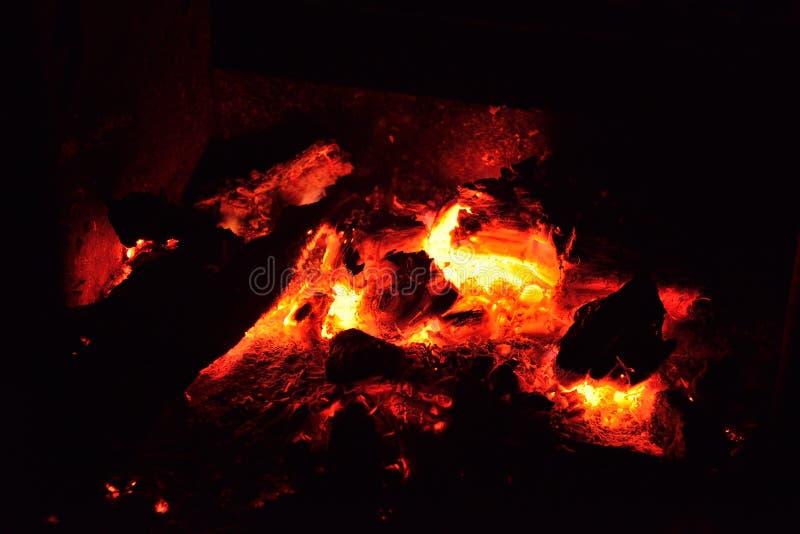 Glowing Red Coals of Campfire in the Outdoors Stock Photo - Image of ...
