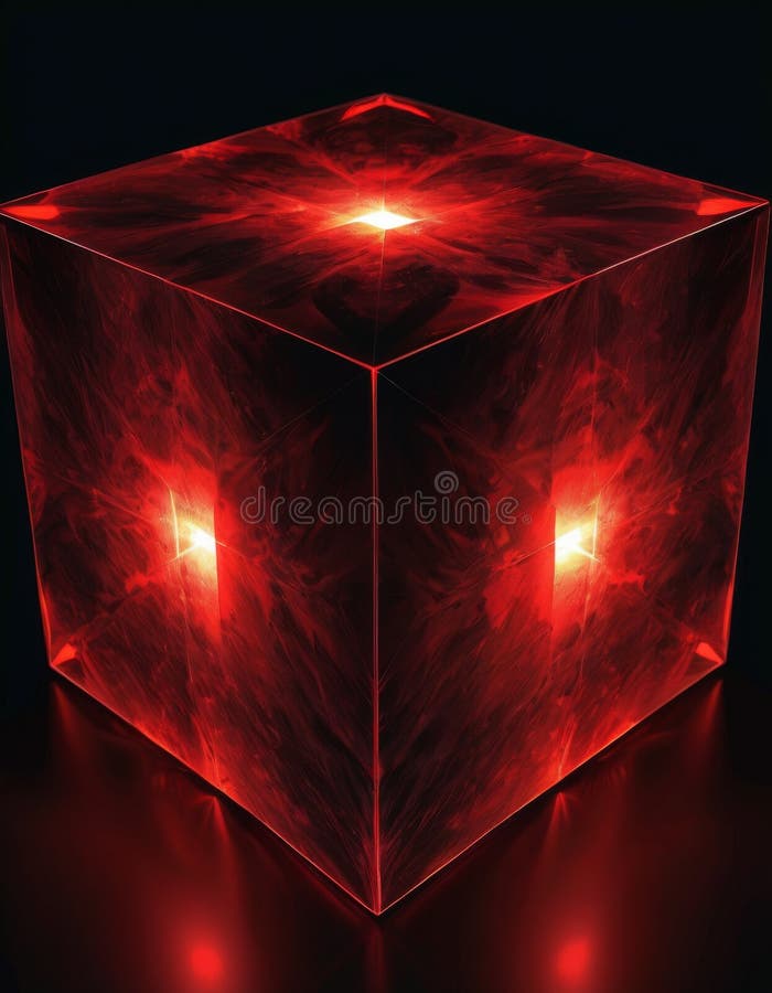 Glowing Red Crystal Cube stock illustration. Illustration of glow ...