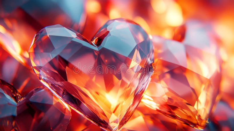 Glowing Red Crystal Hearts Abstract Art Stock Illustration ...