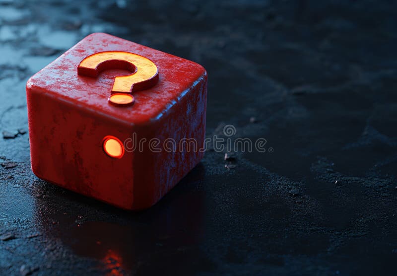 Glowing Red Cube with Question Mark Enigma Mystery High Quality Image ...