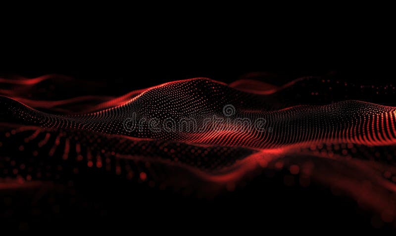 Abstract Red Waveforms on Black Digital Background Stock Image - Image ...