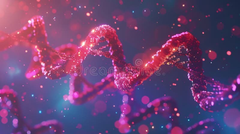 Glowing Red Dna Helix Rotating in a Microscopic Environment Stock ...