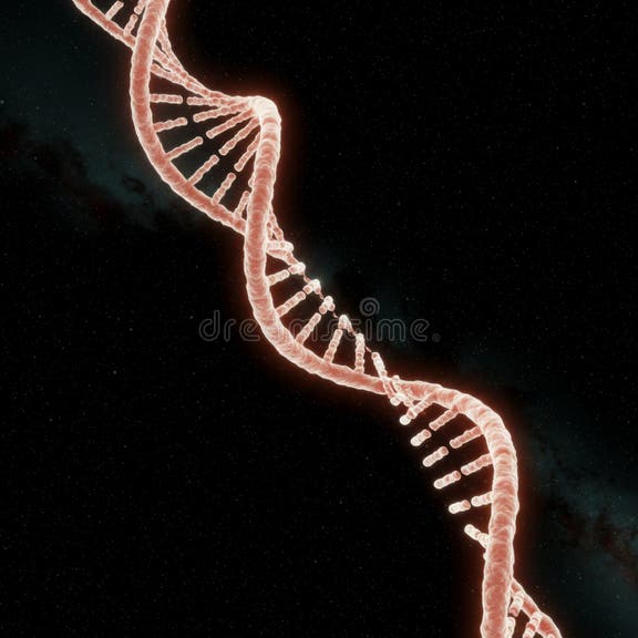 Glowing Red DNA Helix in Space Background Stock Illustration ...