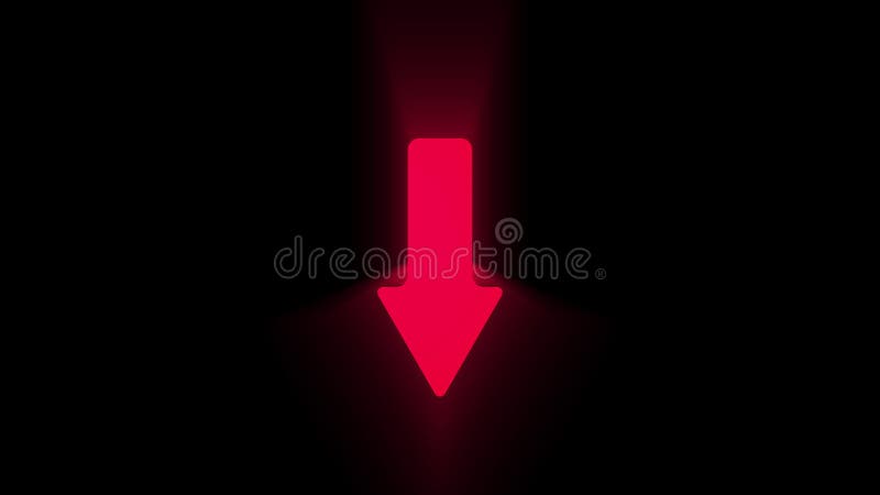 Glowing Red Downward Arrow on Black Background Stock Video - Video of ...