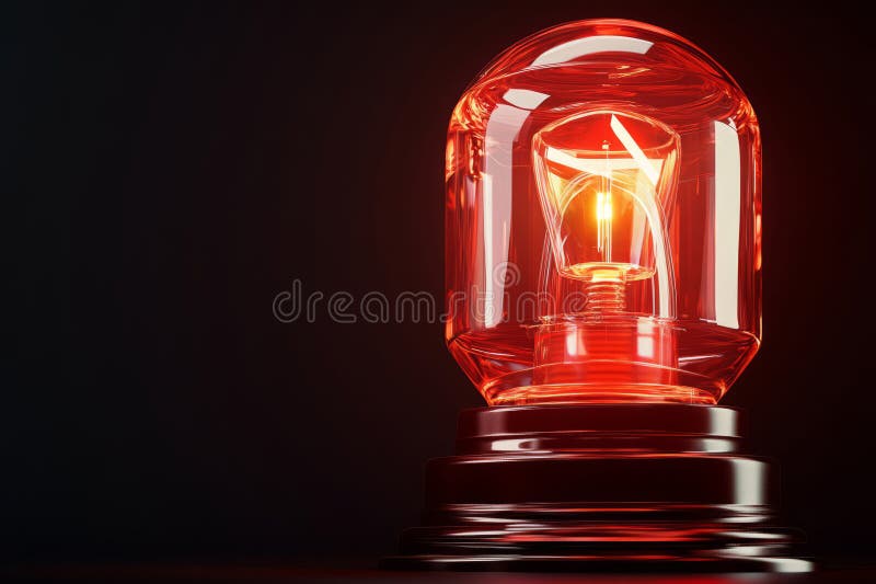 Glowing Red Emergency Warning Light Stock Photo - Image of urgent, risk ...