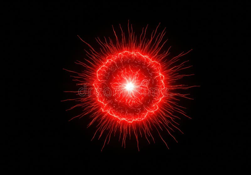 Glowing Red Energy Burst with Radiating Electric Patterns on Black ...