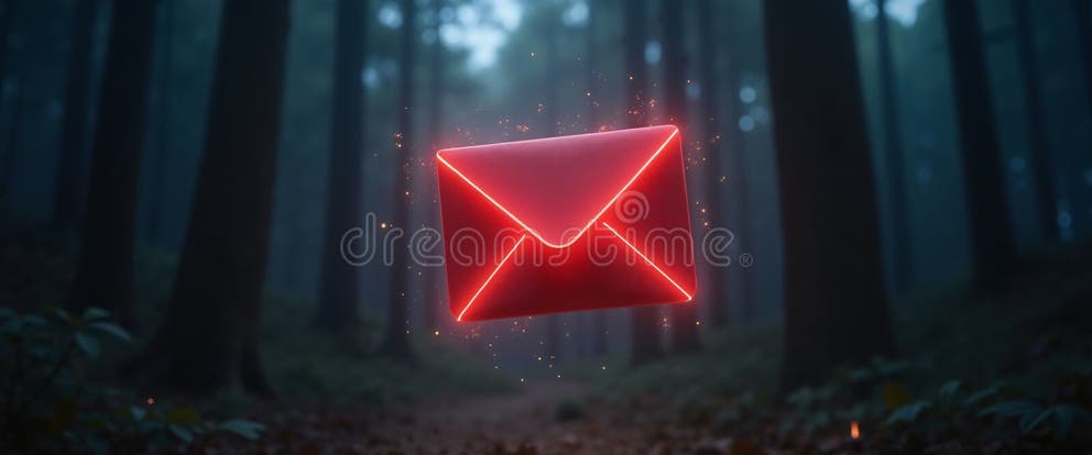 Glowing Red Envelope Floating in Dark Forest, Symbolizing Mystery and ...