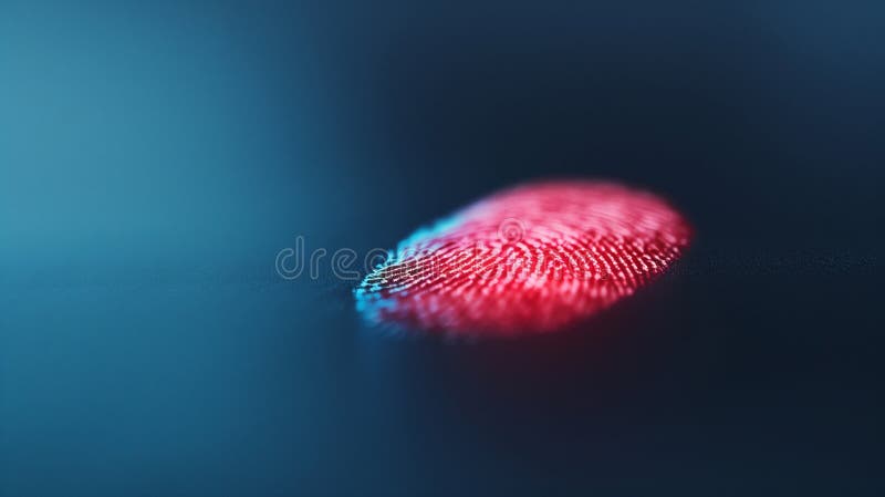 A Glowing Red Fingerprint on a Blue Background, Representing Advanced ...