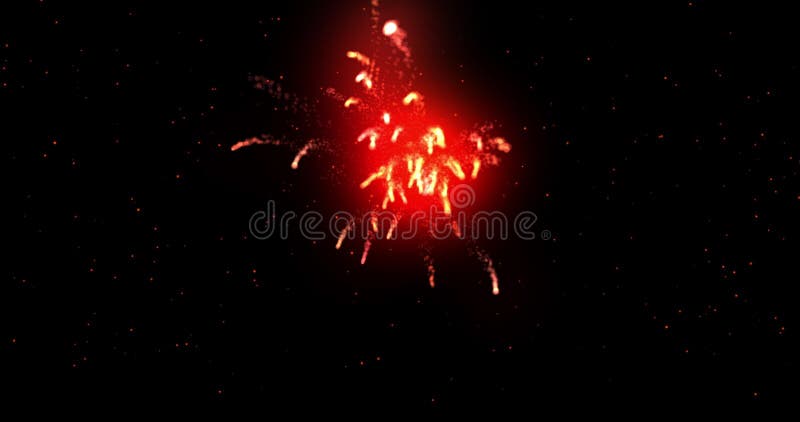 Glowing Red Firework Exploding on Black Background with Defocussed Blue ...
