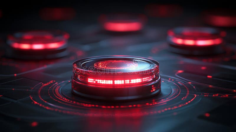 Glowing Red Futuristic Button Interface Stock Illustration ...