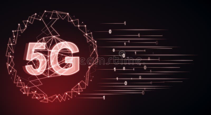 Glowing red 5G net stock illustration. Illustration of backdrop - 153783850