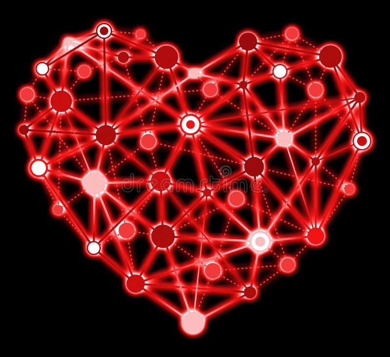 Glowing Red Heart with Connected Points Stock Illustration ...