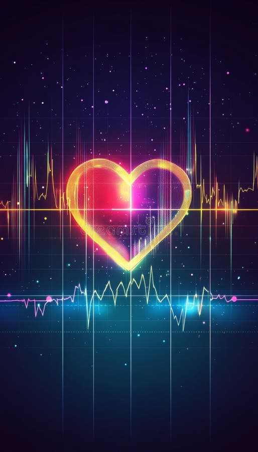 Glowing Red Heart, Medical Line Chart, and Grid Background a Modern ...