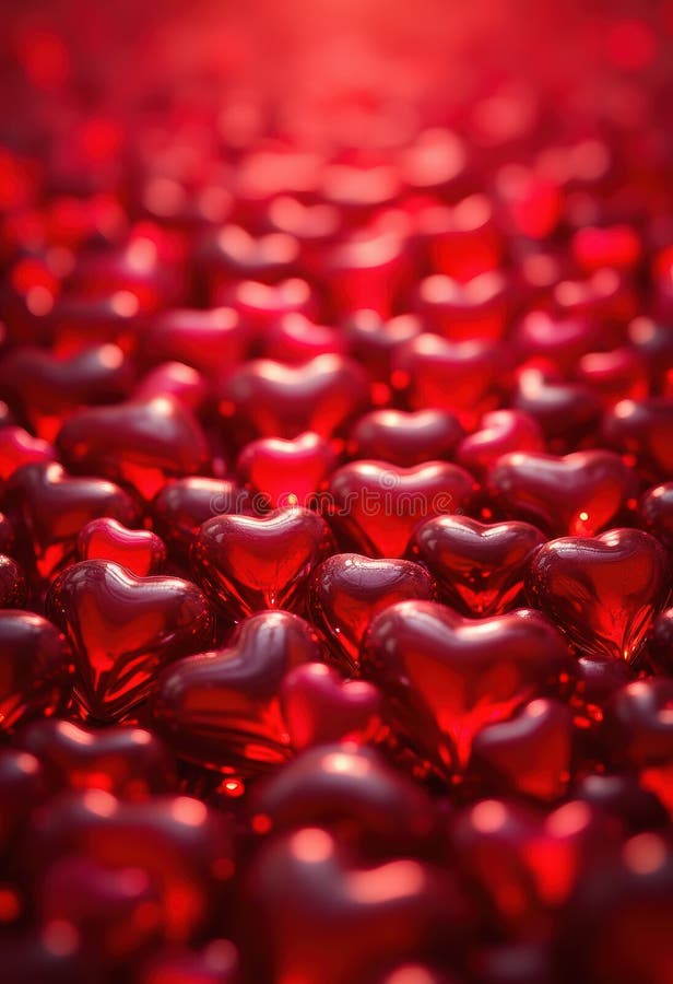 Glowing Red Heart Shapes Amidst Romantic Background Stock Image - Image ...