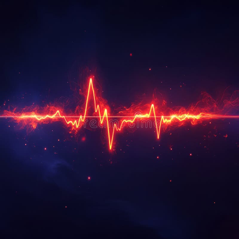 Glowing Red Heartbeat Pulse Line with Digital Effects. Stock Photo ...
