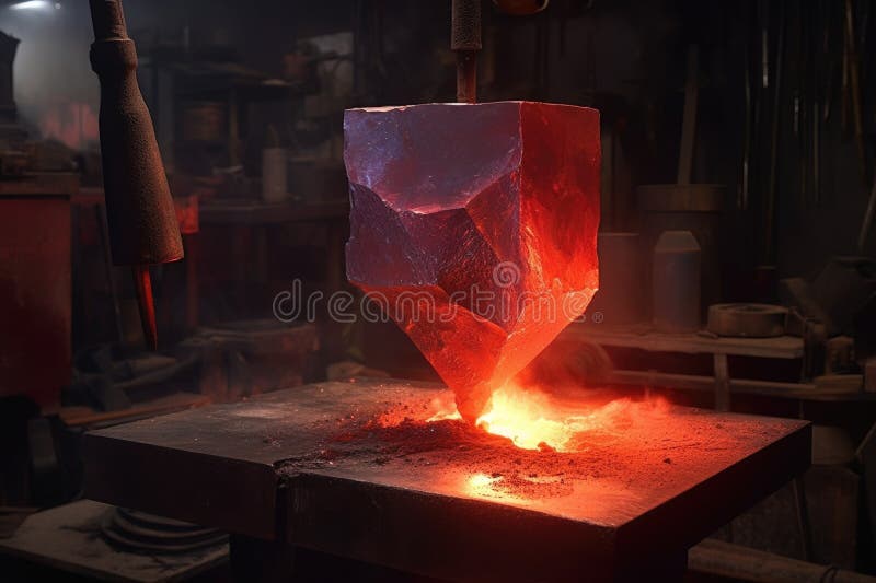 Glowing Red-hot Metal Being Shaped on an Anvil Stock Illustration ...