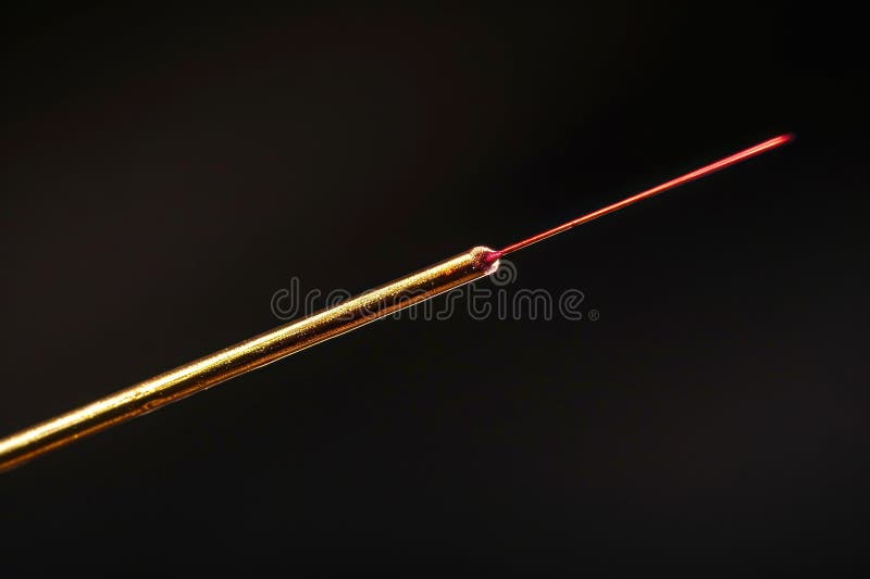 Glowing Red Laser Pointer on Dark Background Stock Illustration ...