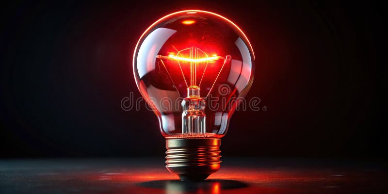 A Glowing Red Light Bulb Symbolizing Intensity Innovation and Potential ...