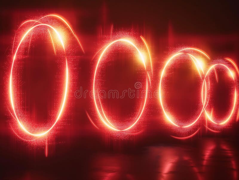 Glowing Red Light Rings in Dark Background Stock Image - Image of ...