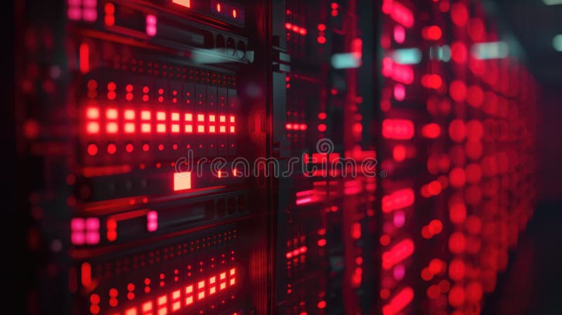 Glowing Red Lights on Active Data Servers in a Modern Data Center ...