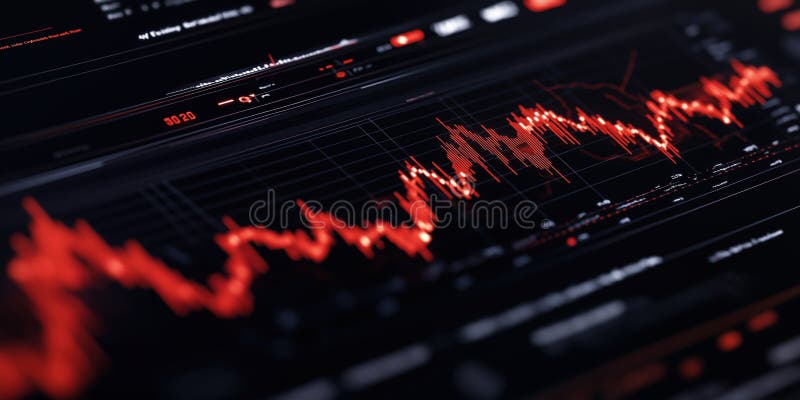 Red Market Crash Chart on Dark Digital Display Stock Illustration ...