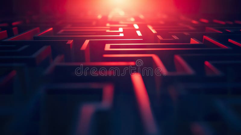 Glowing Red Maze at Sunset with Abstract Shadows Stock Image - Image of ...