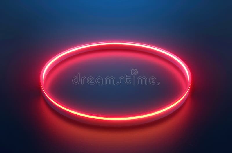 Glowing Red Neon Circle on Blue Gradient Background Stock Illustration ...