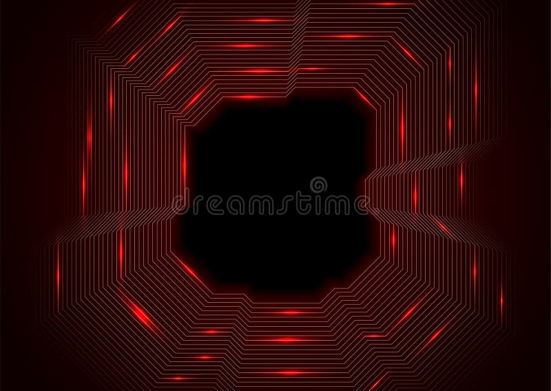Glowing Red Neon Circuit Board Lines Tech Background Stock Vector ...