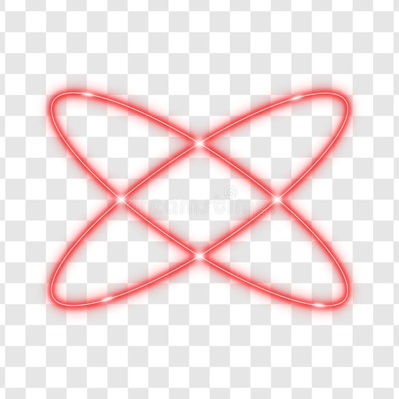 Glowing Red Neon Circular Star Shape with Intersecting Elliptical Light ...